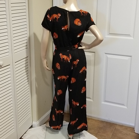 Modcloth | Pants & Jumpsuits | Bold Notion Tie Waist Jumpsuit Fox Print ...